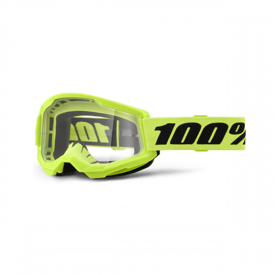 100%, STRATA 2 GLASÖGON NEON YELLOW - CLEAR LENS - Crossglasögon - Crossutrustning - MX/Enduro ...
